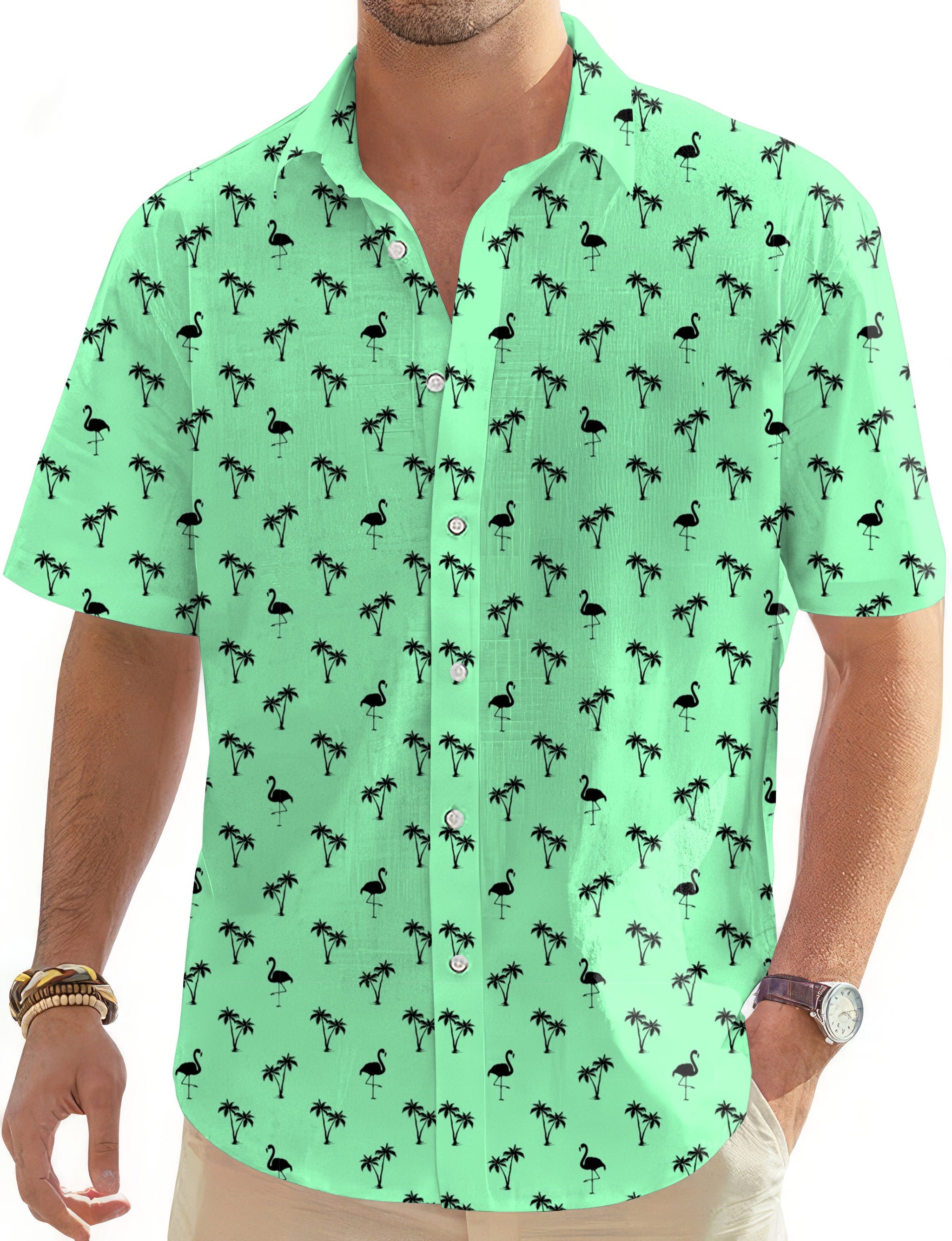 Mint Mingo-Men's Golf Hawaiian Shirts Button Down Shirt