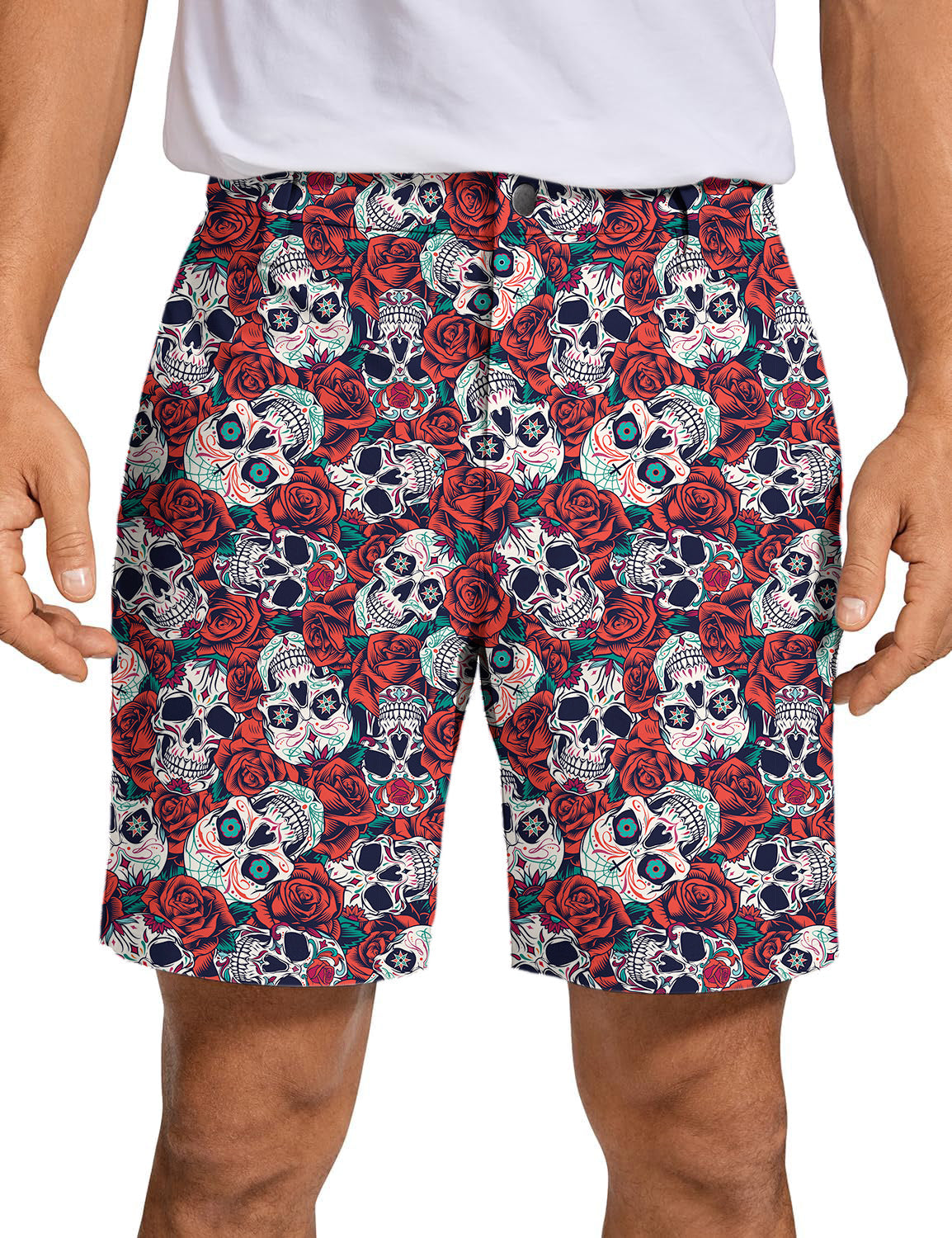 Men's Rose Skull Golf Shorts