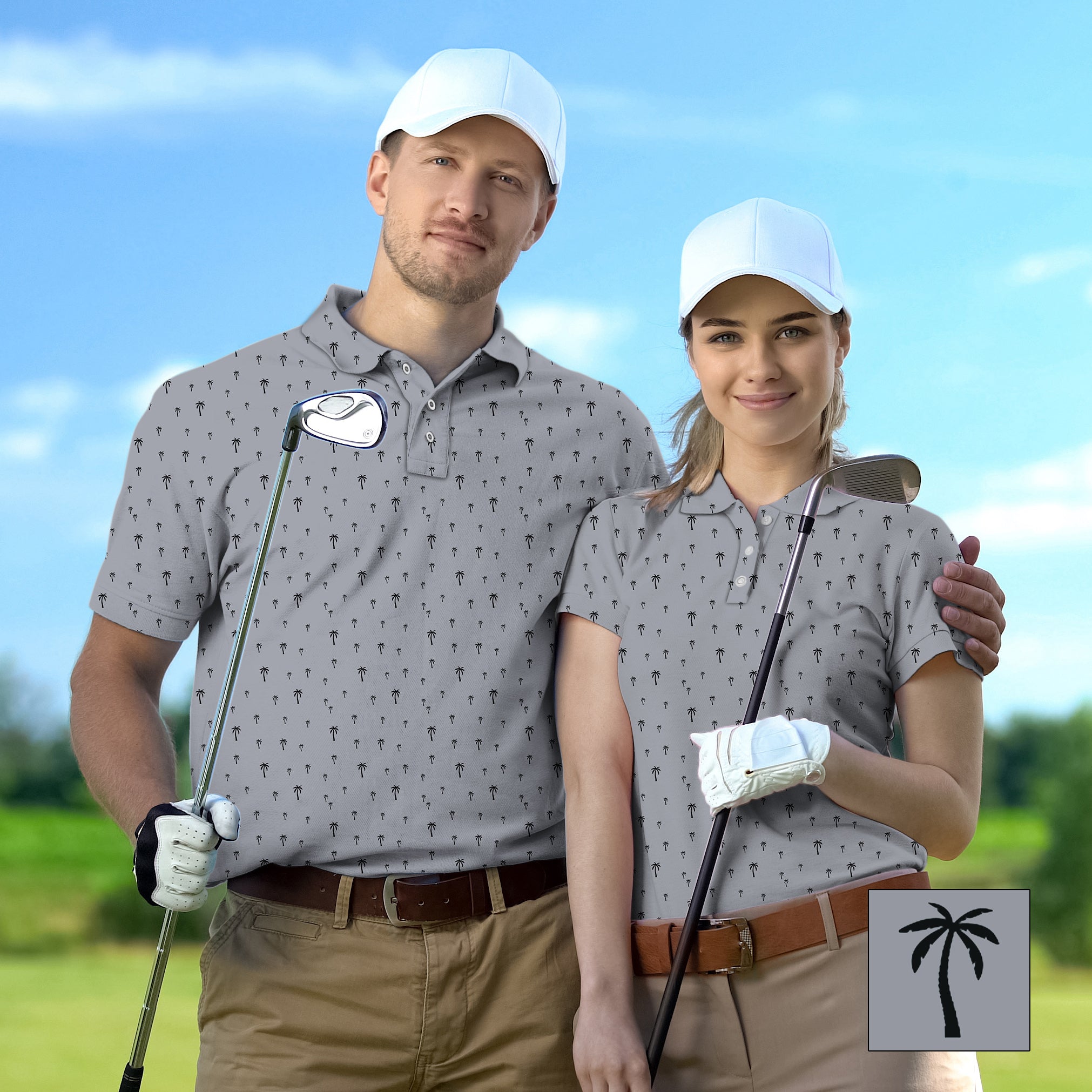 Couple Coconut Palm Custom The Background Color set Golf Championship ...