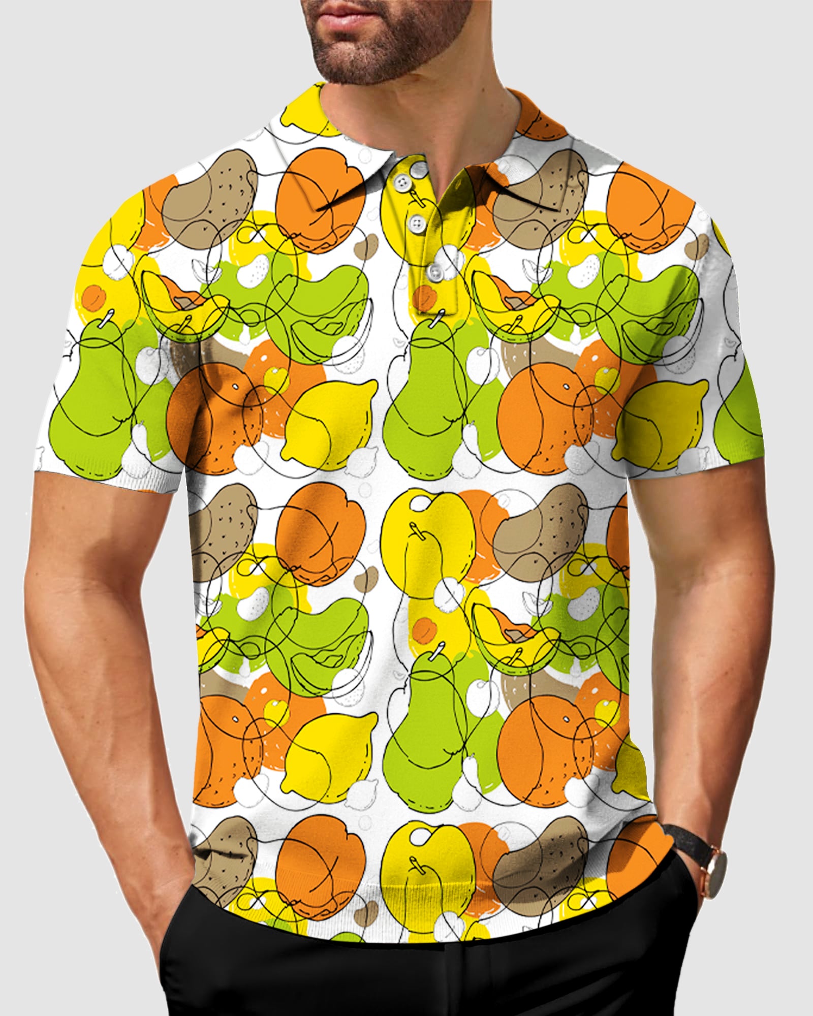 Men's colorfull fruit Polo