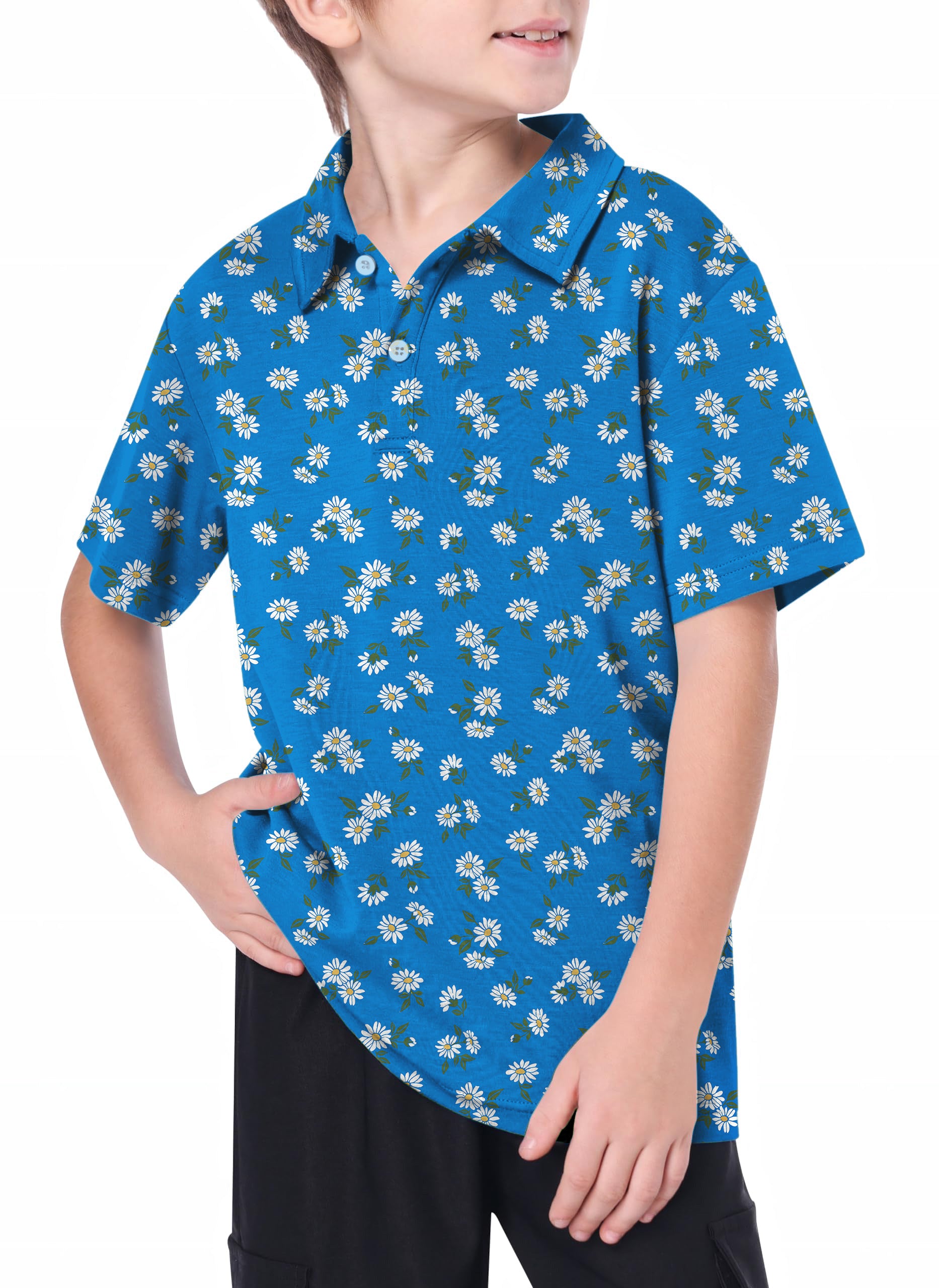 Youth Blue Daisy Golf Polo