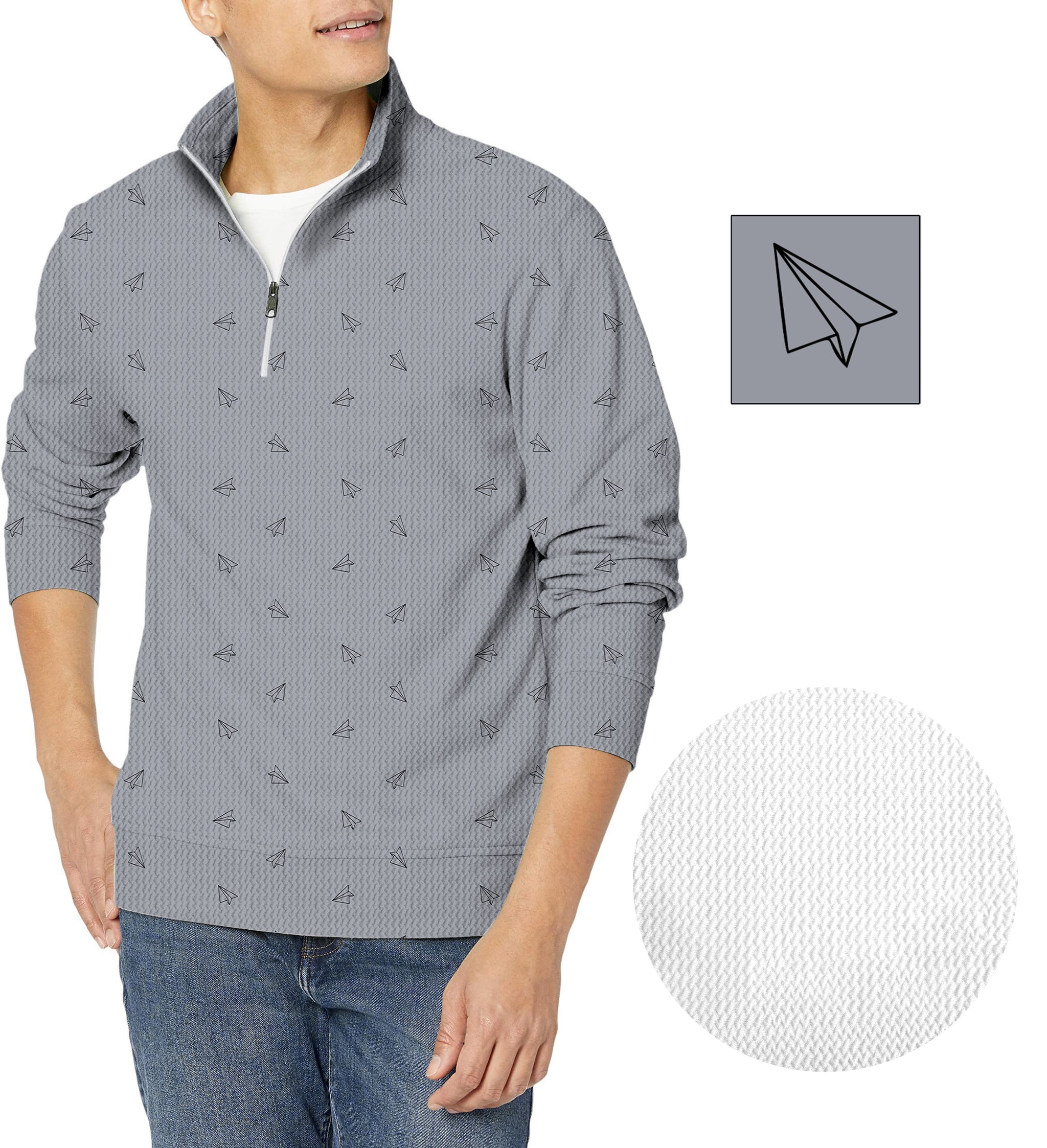 Paper airplanes Custom The Background Color Men's Golf Waffle Zipper ...