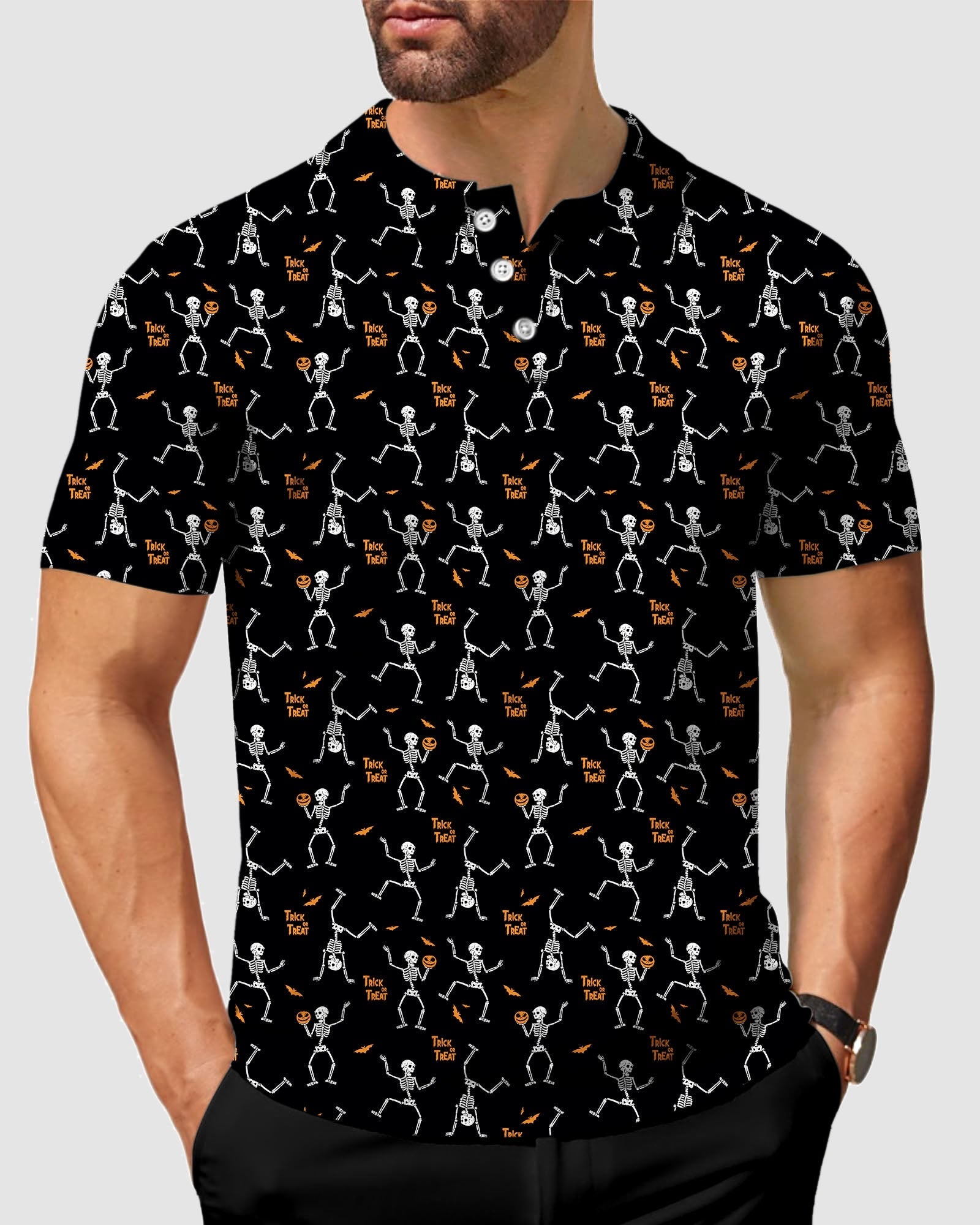 Men's Halloween Dancing Skeletons Polo