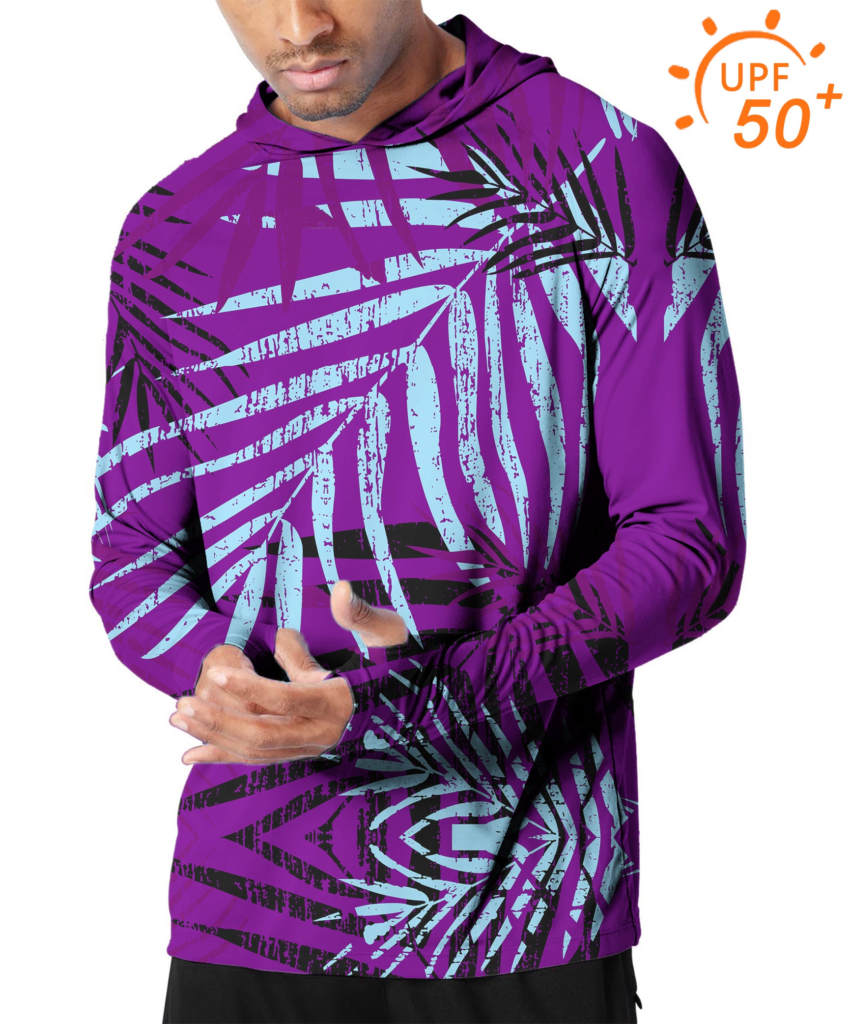 Men's Outdoor purple leaf Golf Sun Protection Slim Fit hoodies