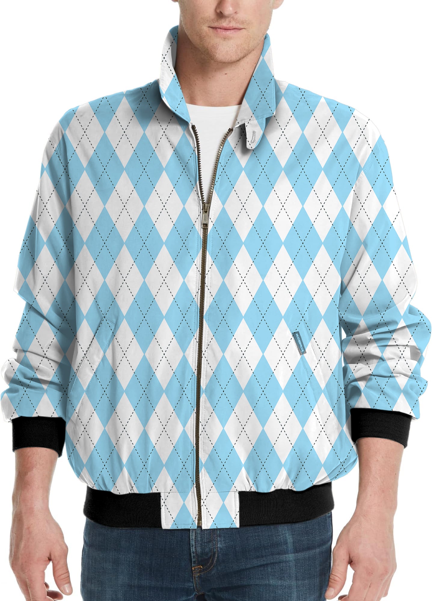 Blue diamond grid-Men's Golf Windbreaker Light Jacket