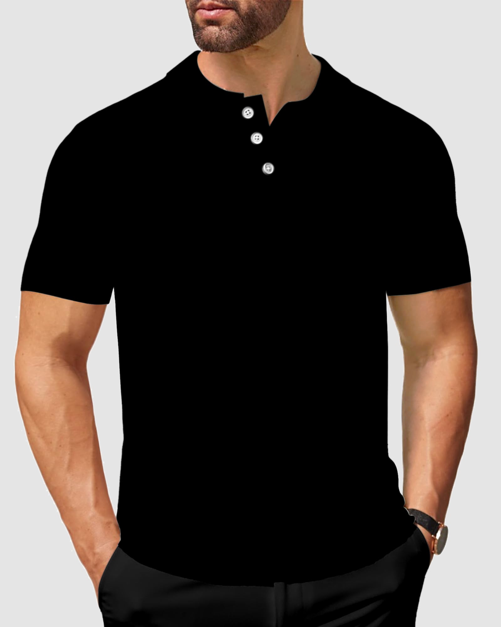 Men's pure Black Golf Polo