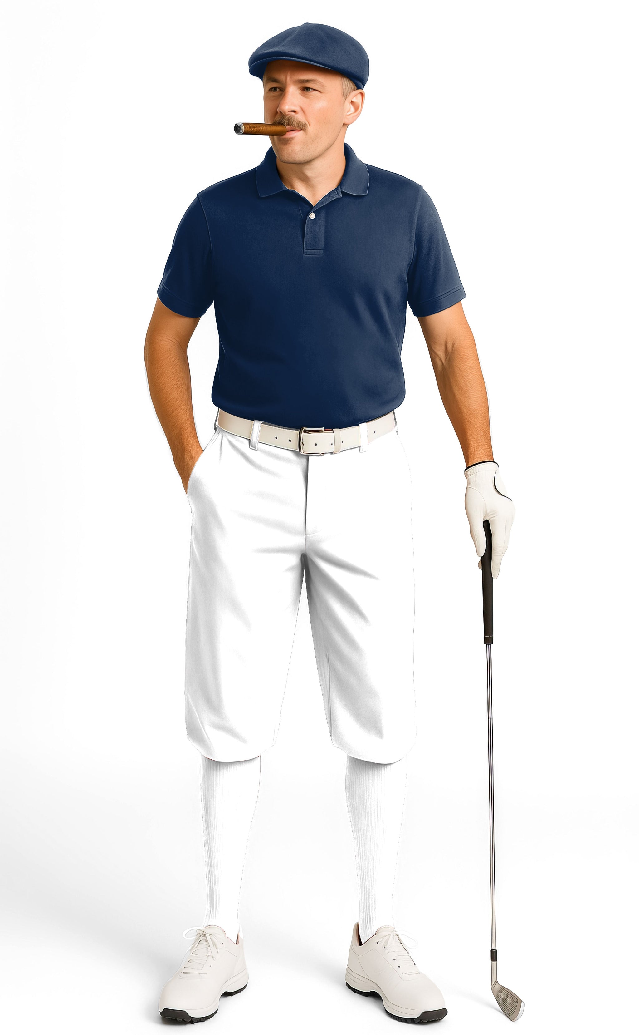Pure white-Men's Golf Knickers Pants