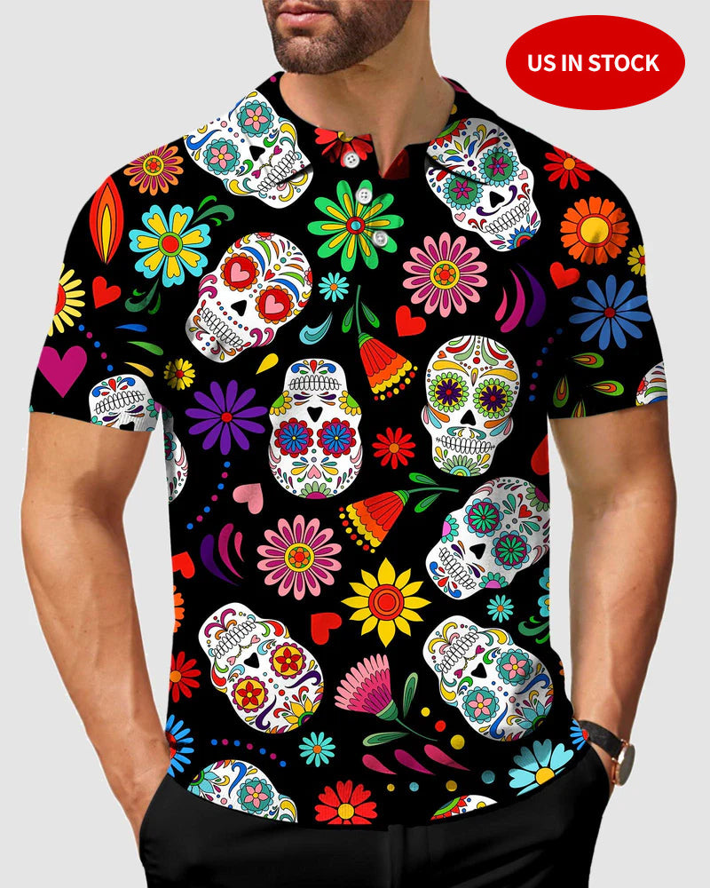 Men's golf polo Fiesta Feeling skull | Customized Elegance