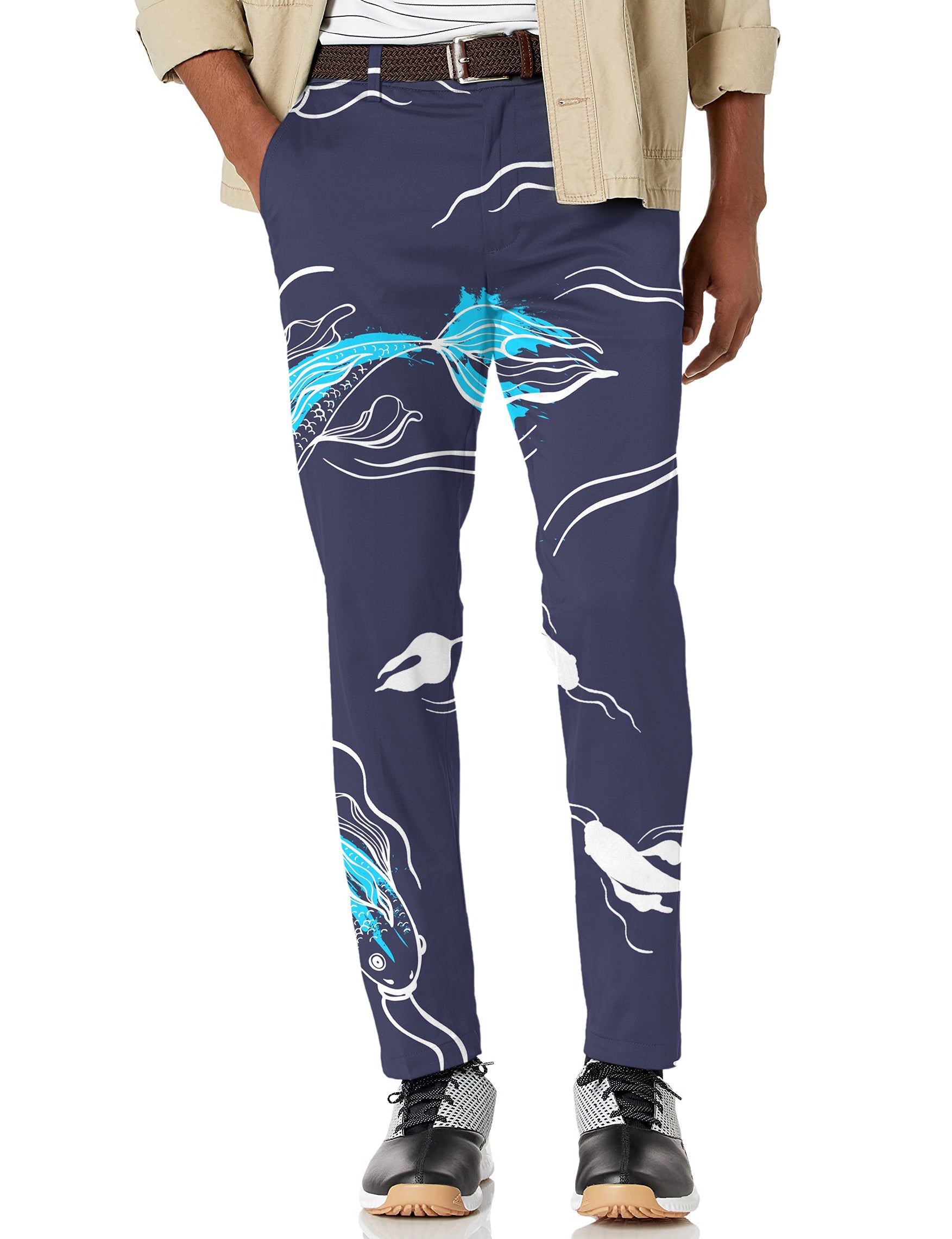 Men's Diamond Accents Fish Stretch Golf Pants - Performance Fit & Comfort