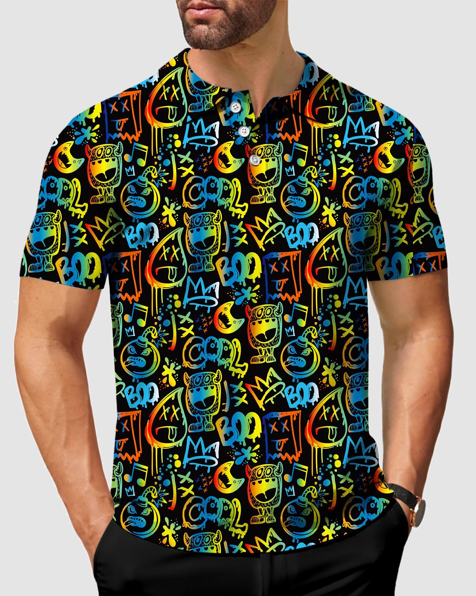 Monster Neon men's golf polo for Customized Elegance