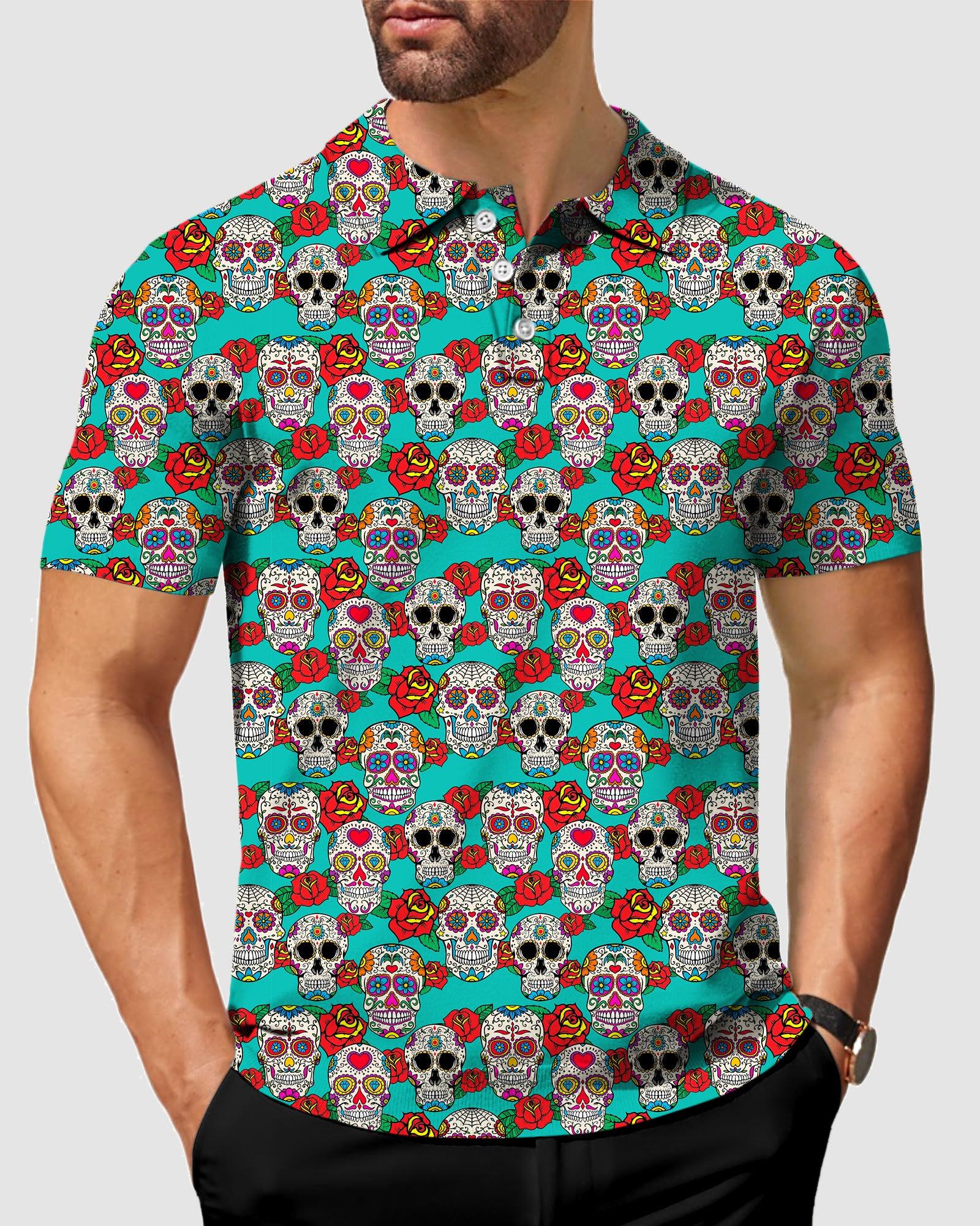 Skull and Rose Men's golf polo