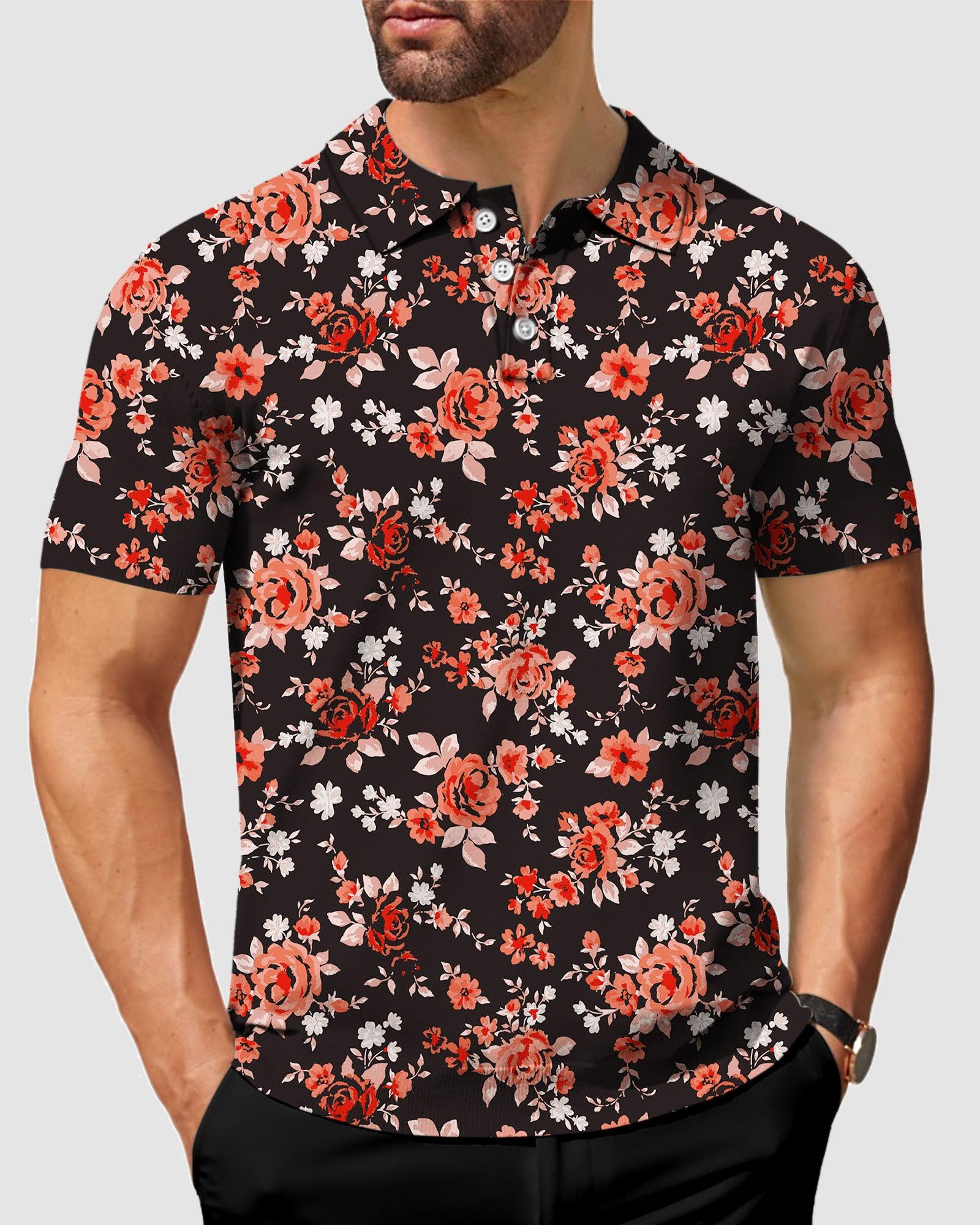 Men's golf flower polo - Customized elegance & Four way Stretch