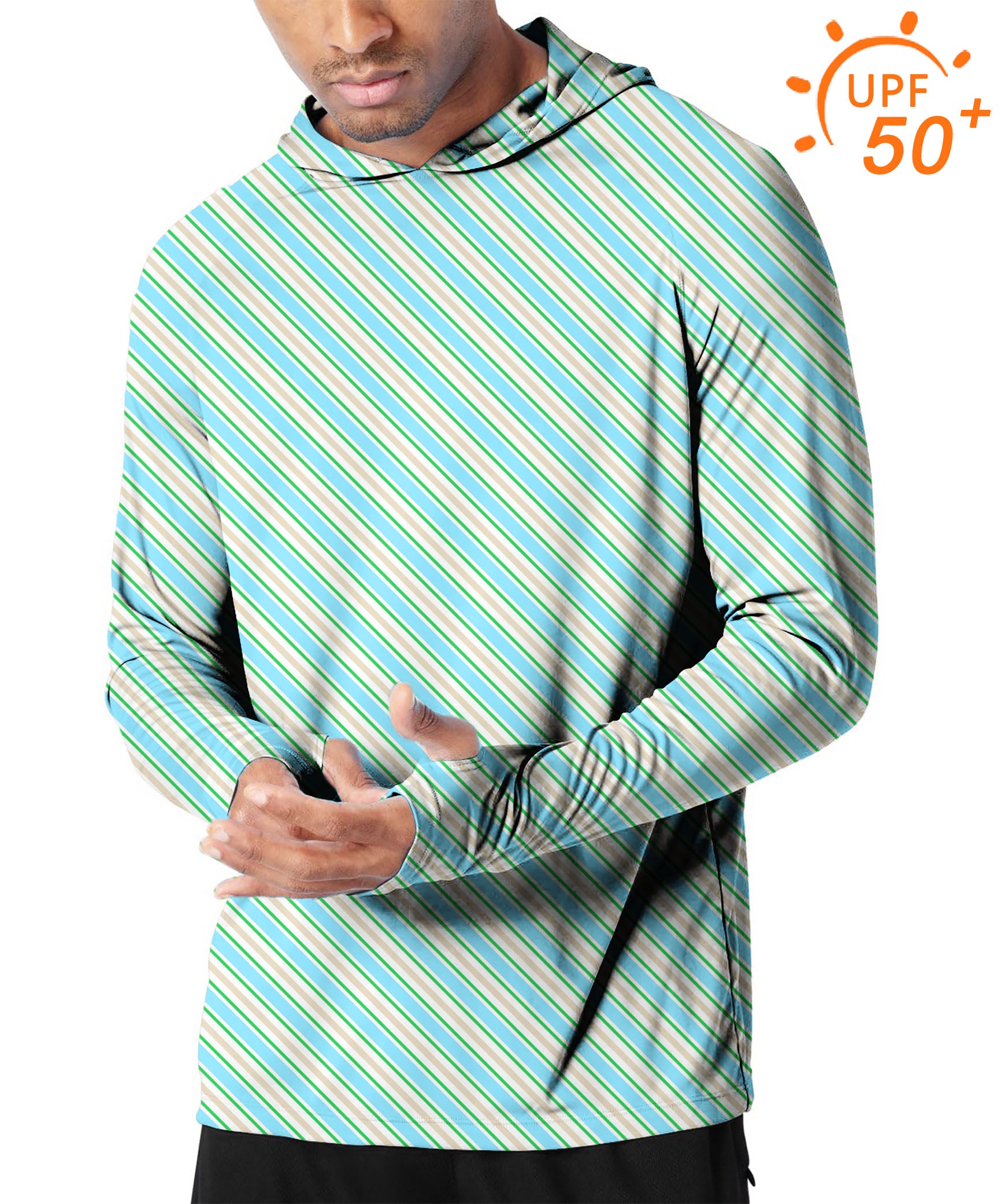 Men's Outdoor Diagonal stripe Golf Sun Protection Slim Fit hoodies