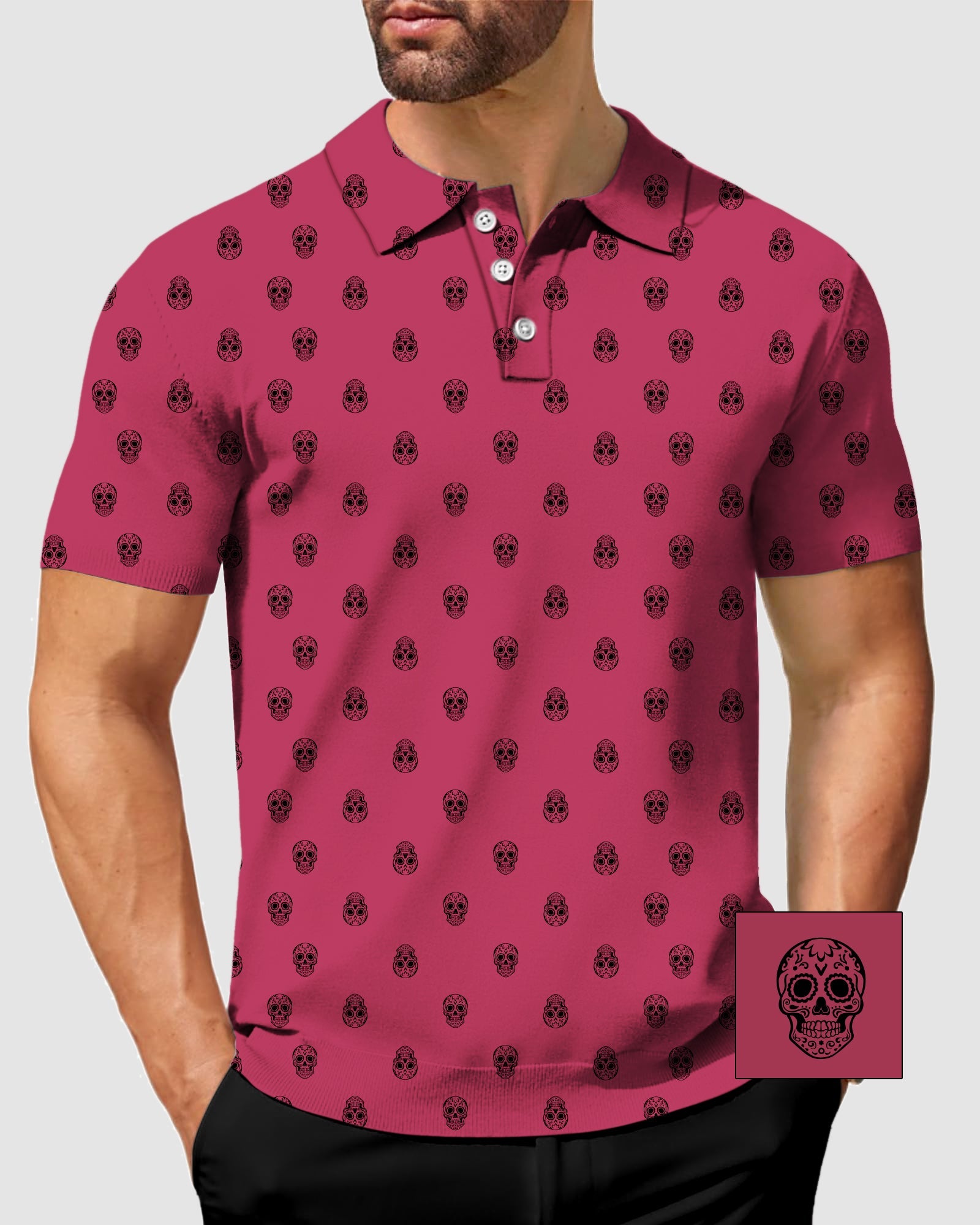 Men's Skull Custom The Background Color Polo