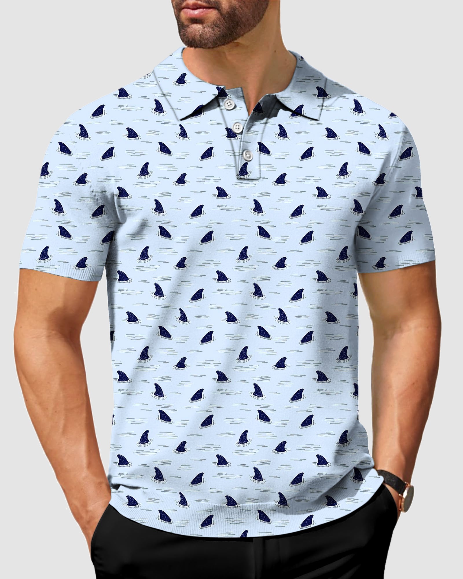 Men's Sharks Below Golf Polo - Customized Elegance & Comfort