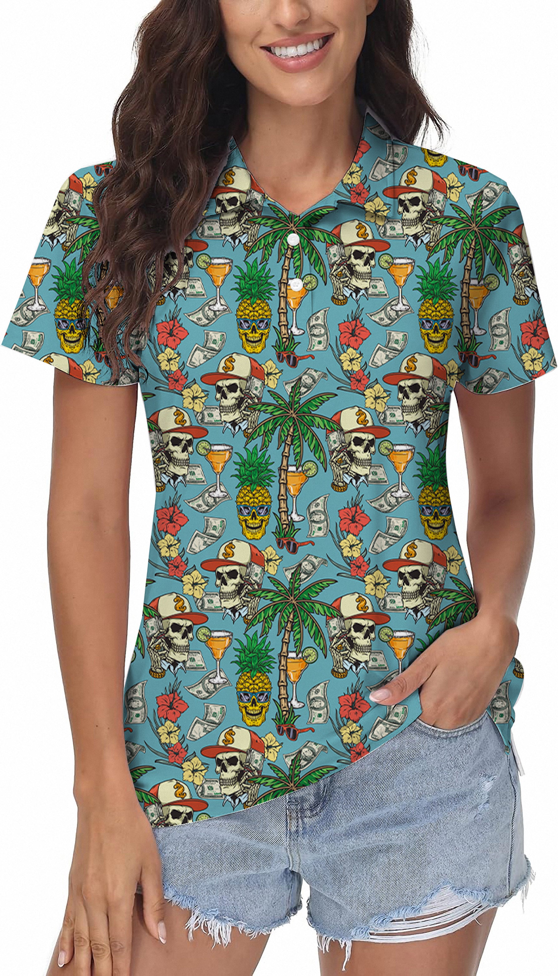 Skull Party Women's Golf Polo - Stylish & Performance-Driven
